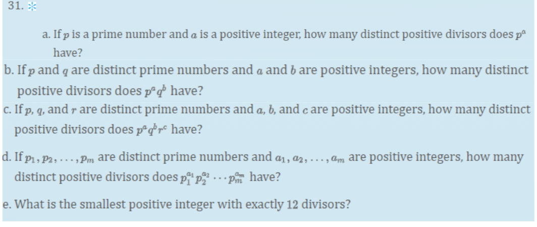 Solved 31. * a. If p is a prime number and a is a positive | Chegg.com