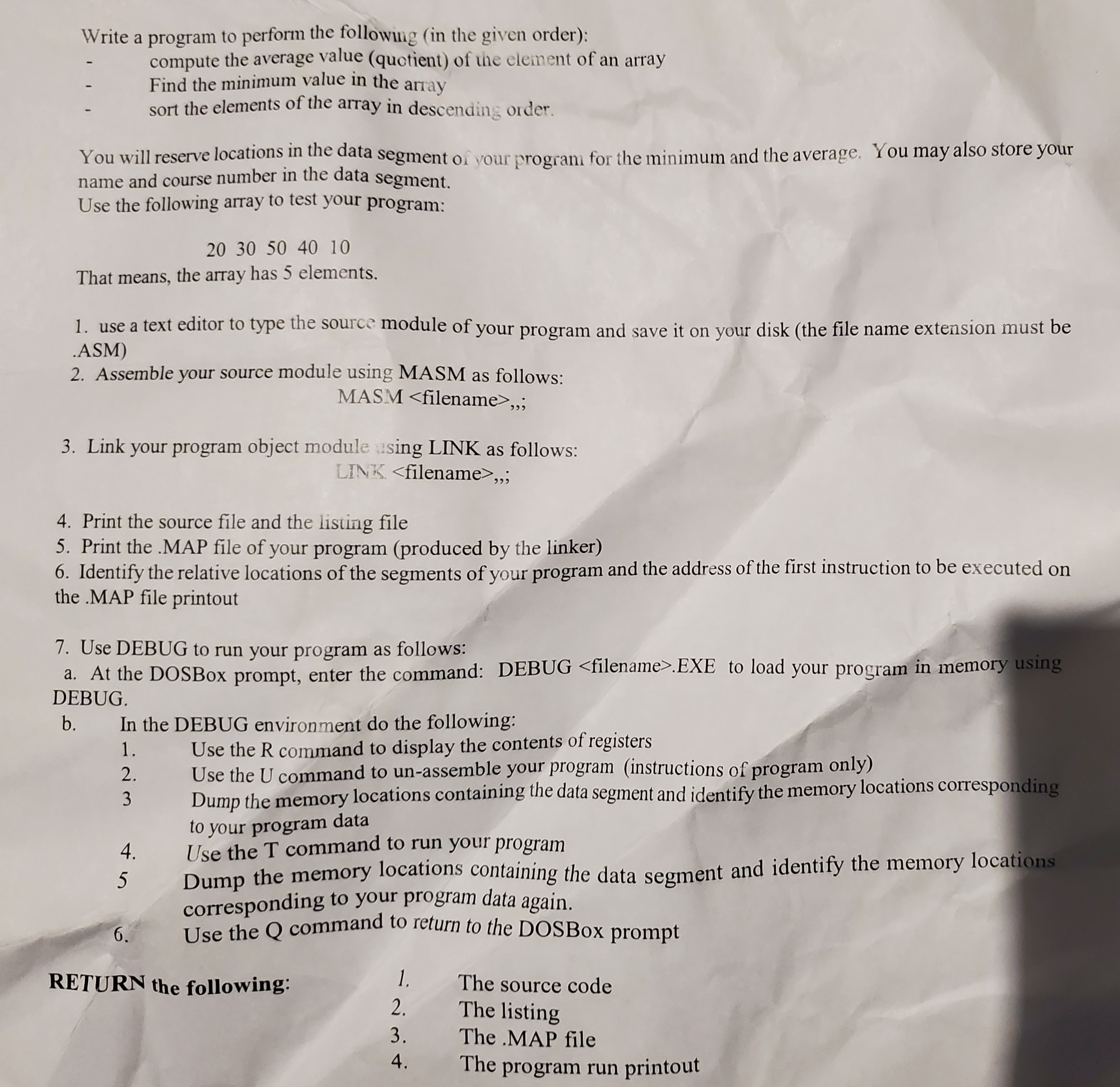 Solved Write a program to perform the following (in the | Chegg.com