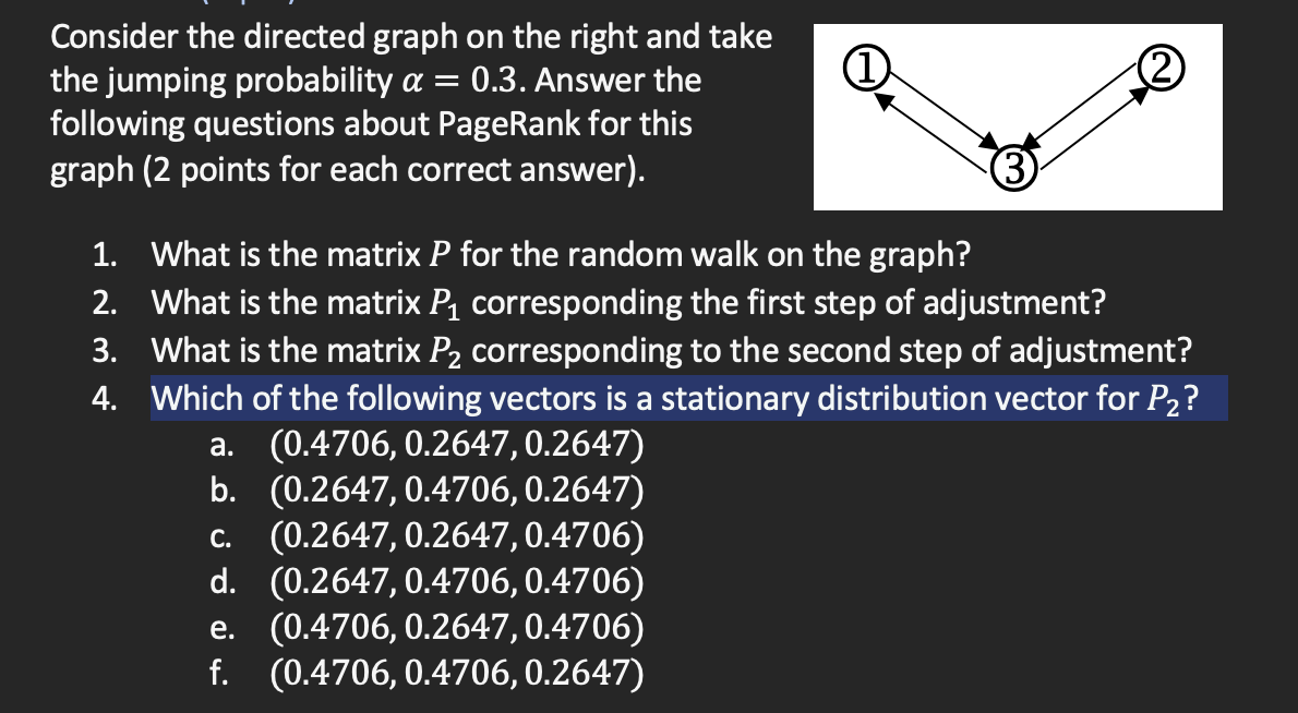 Solved Consider The Directed Graph On The Right And Take The 7715