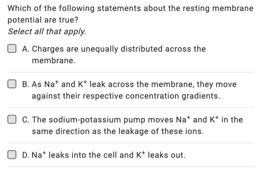 Solved Which of the following statements about the resting | Chegg.com