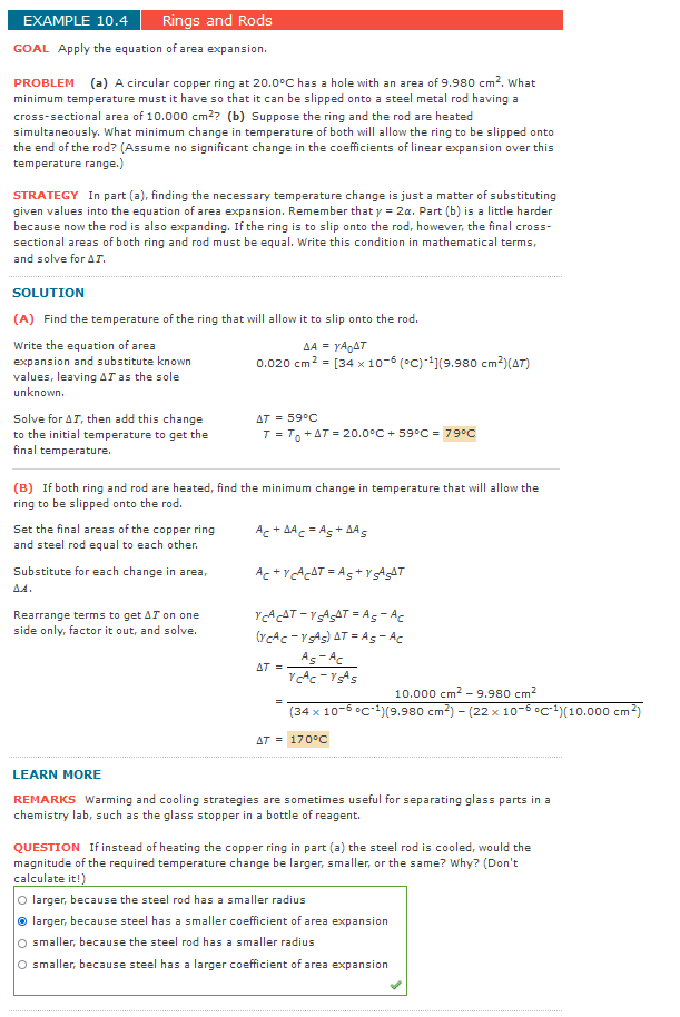 Solved GOAL Apply the equation of area expansion. PROBLEM | Chegg.com