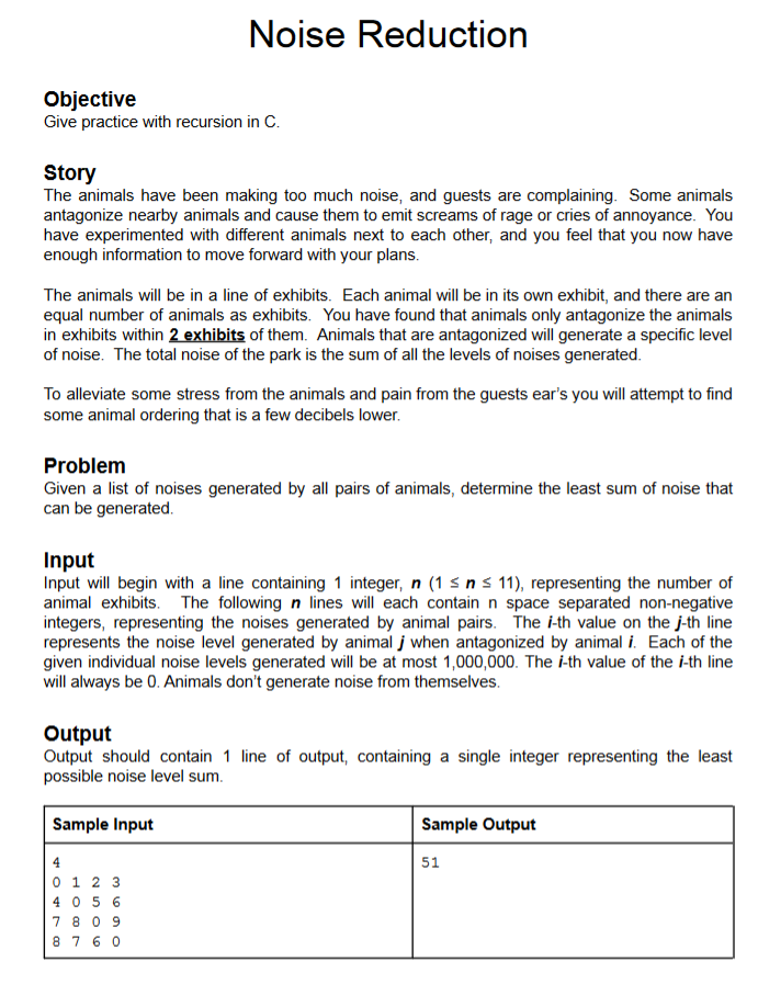 Solved Objective Give practice with recursion in C. Story | Chegg.com