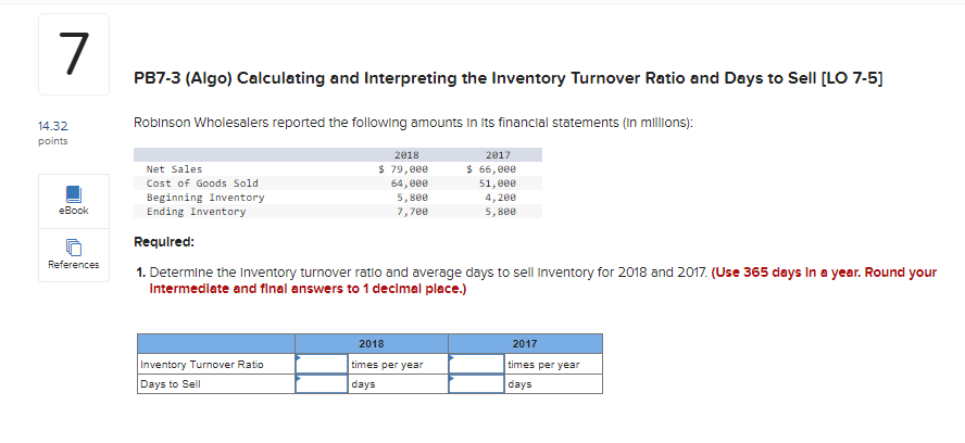 Solved PB7-3 (Algo) Calculating and Interpreting the | Chegg.com