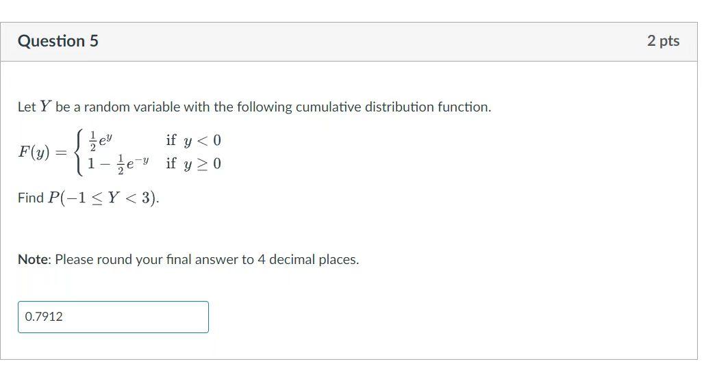 Solved Let Y be a random variable with the following | Chegg.com