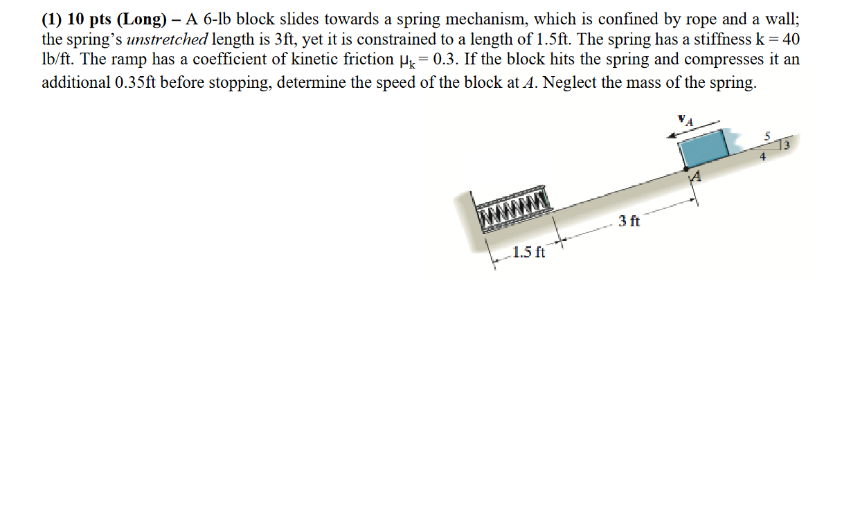 Solved A 6-lb block slides towards a spring mechanism, which | Chegg.com