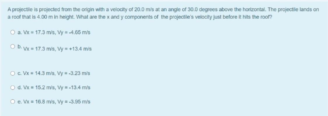 Solved A Projectile Is Projected From The Origin With A
