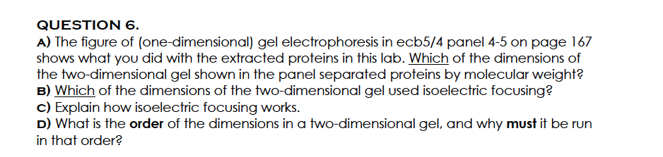 Solved QUESTION 6. A) The figure of (one-dimensional) gel | Chegg.com