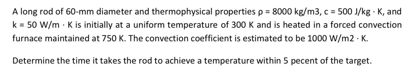 Solved = A long rod of 60-mm diameter and thermophysical | Chegg.com