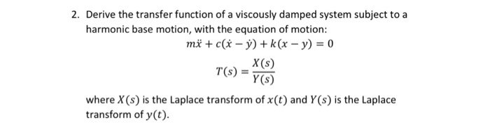 Solved Derive the transfer function of a viscously damped | Chegg.com