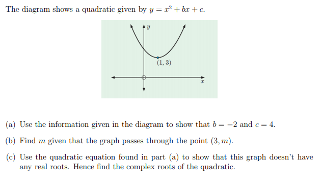 Solved The diagram shows a quadratic given by y = +bar+c. | Chegg.com