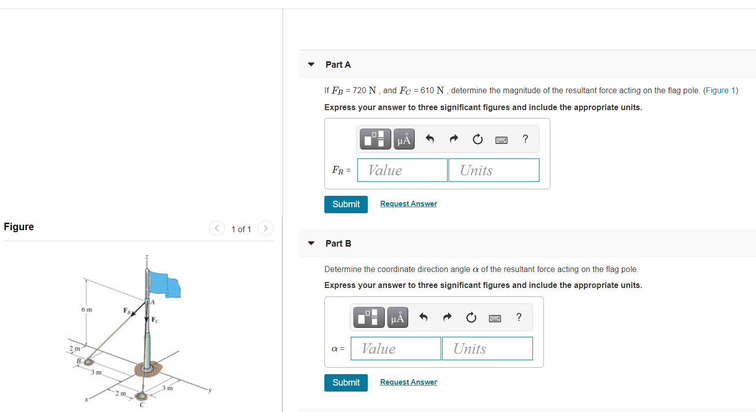 Solved Part A If FB = 720 N, and Fc = 610 N, determine the | Chegg.com