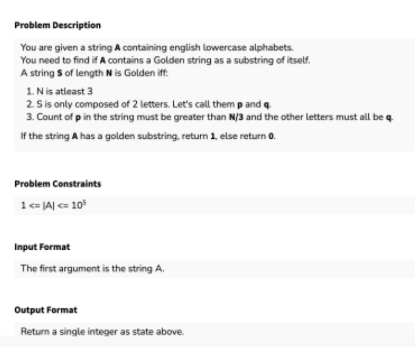 Problem Description You are given a string A | Chegg.com