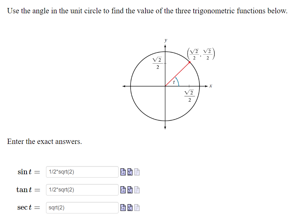 Solved Use the angle in the unit circle to find the value of | Chegg.com
