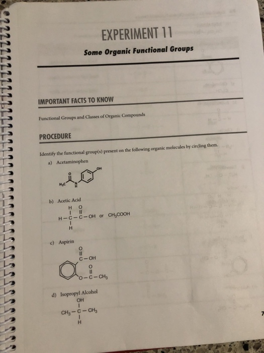 Solved EXPERIMENT 11 Some Organic Functional Groups | Chegg.com