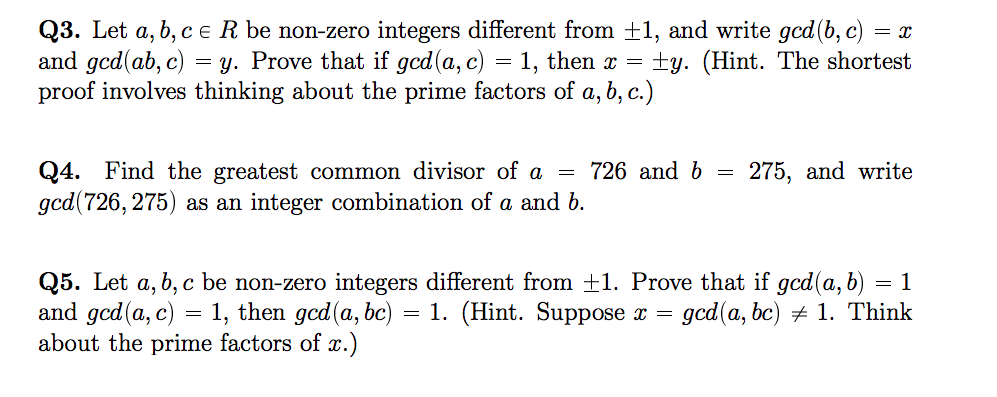 Solved Q3. Let a, b, ce R be non-zero integers different | Chegg.com