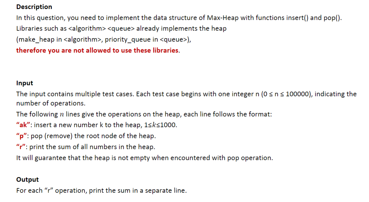 Solved Use C++:DescriptionIn this question, you need to | Chegg.com