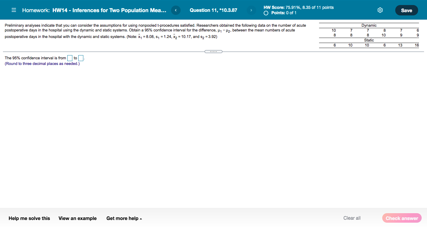 Solved = Homework: HW14 - Inferences for Two Population | Chegg.com