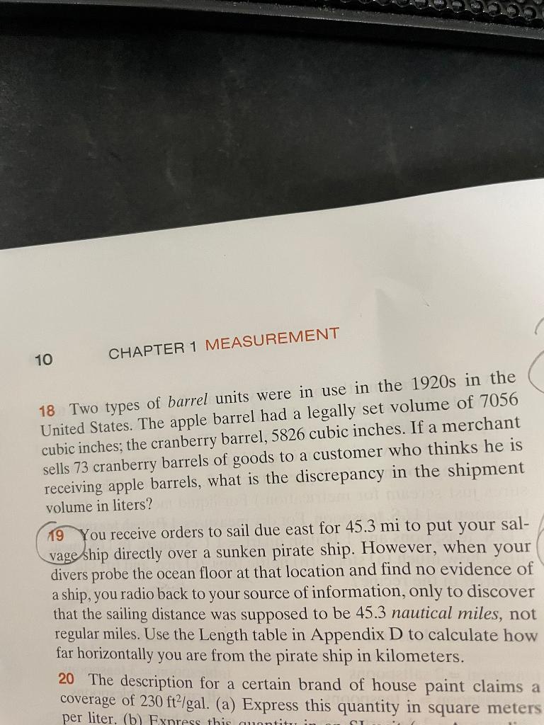 Solved 10 CHAPTER 1 MEASUREMENT 18 Two types of barrel units | Chegg.com
