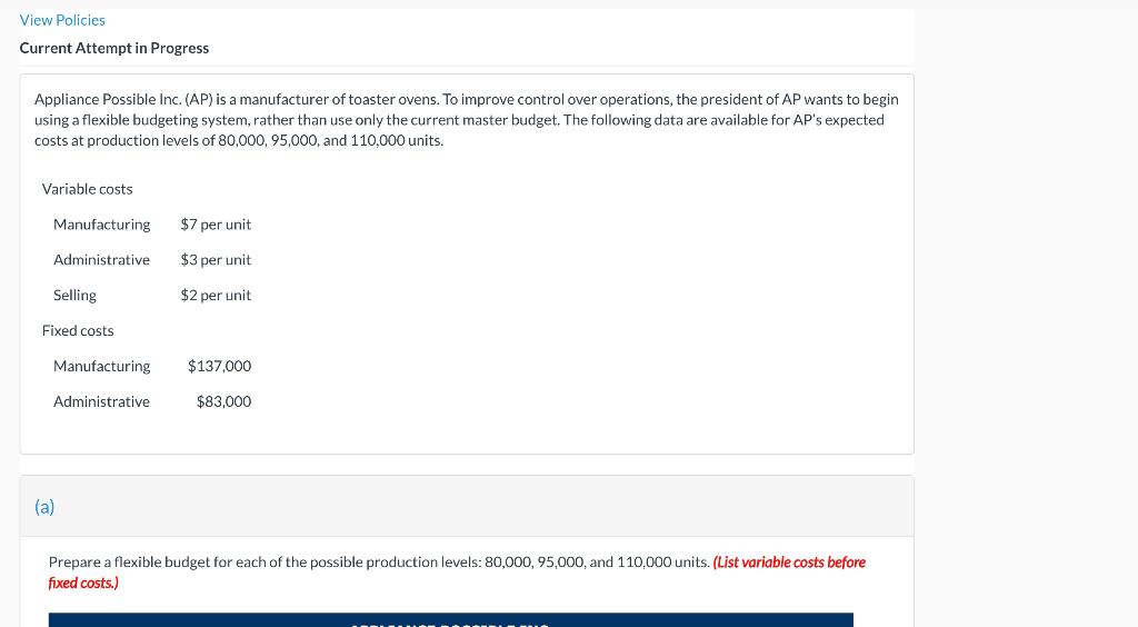 Solved View Policies Current Attempt in Progress Appliance | Chegg.com