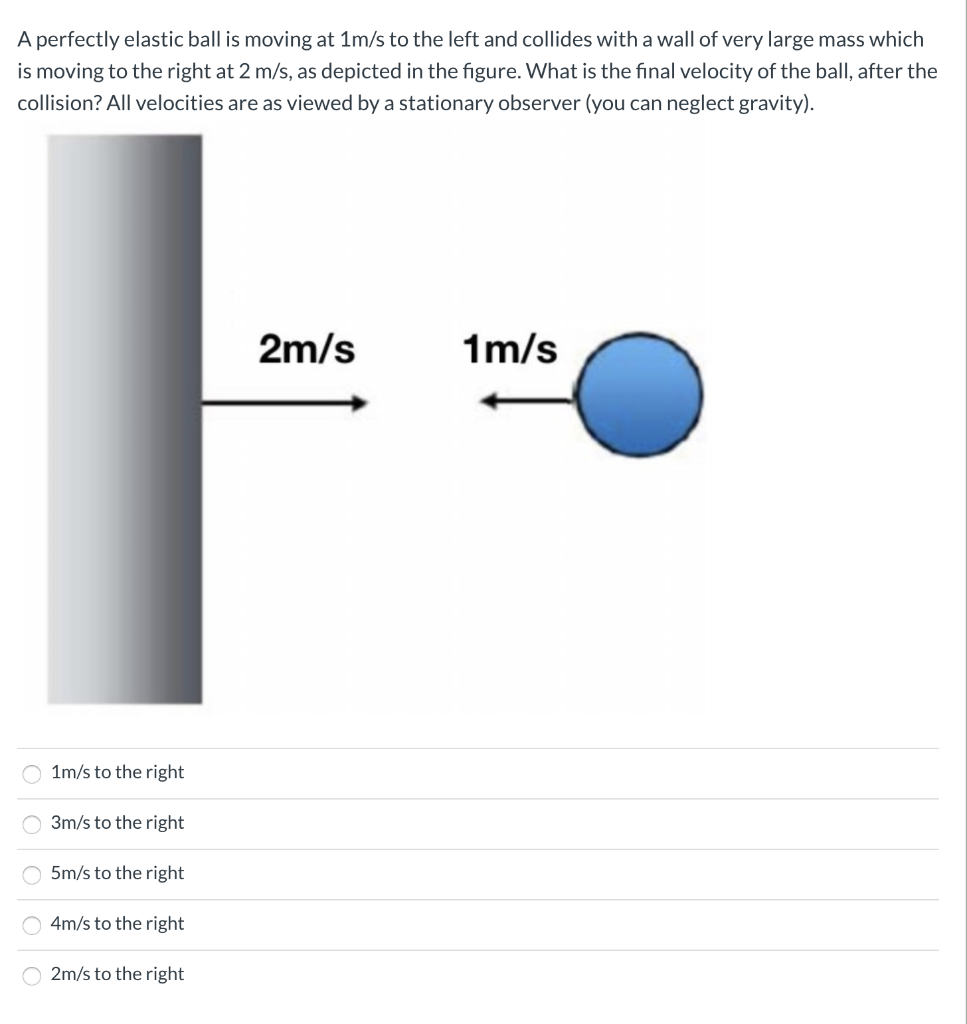 Solved A perfectly elastic ball is moving at 1m/s to the | Chegg.com