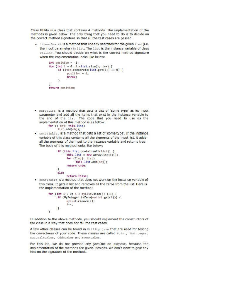 Solved create a parameterized class called Utility and | Chegg.com
