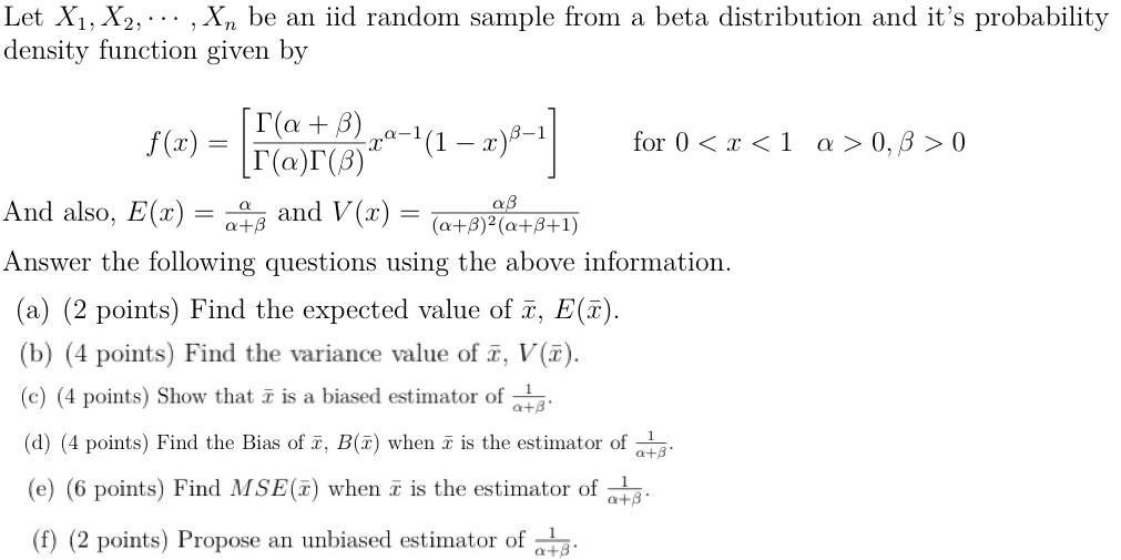 Solved Let X1, X2, ... , Xn be an iid random sample from a | Chegg.com