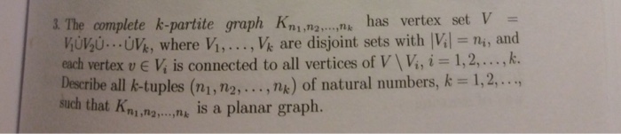 Solved The complete k-partite graph Kn,,na, ,nk has vertex | Chegg.com