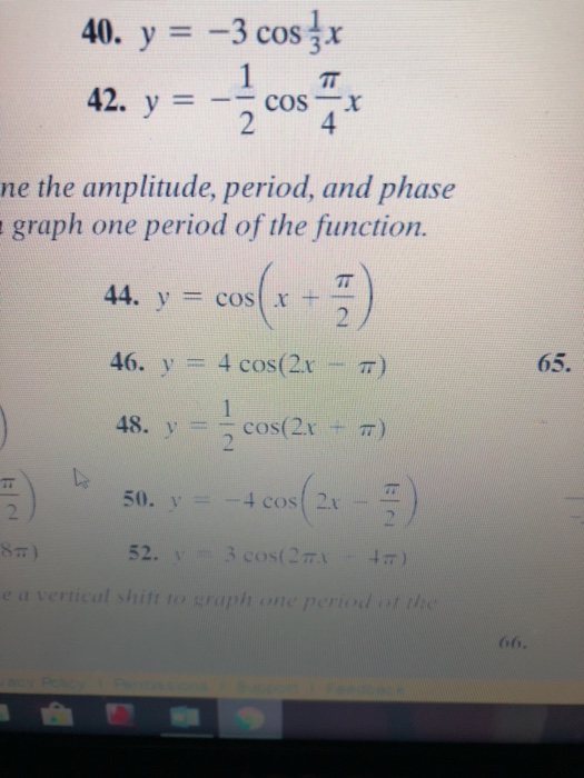 Solved 40, y =-3 cos 2cos 4.1 ne the amplitude, period, and | Chegg.com