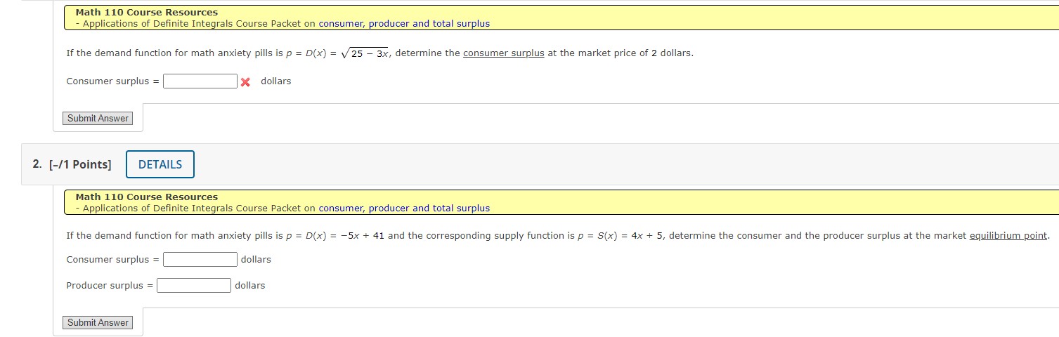 Solved - Applications of Definite Integrals Course Packet on | Chegg.com
