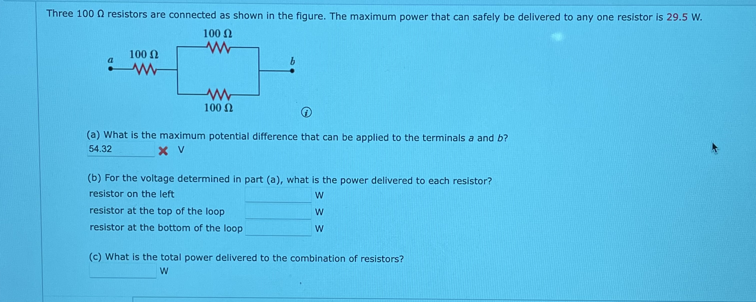 Solved Three \( 100 \Omega \) ﻿resistors are connected as | Chegg.com