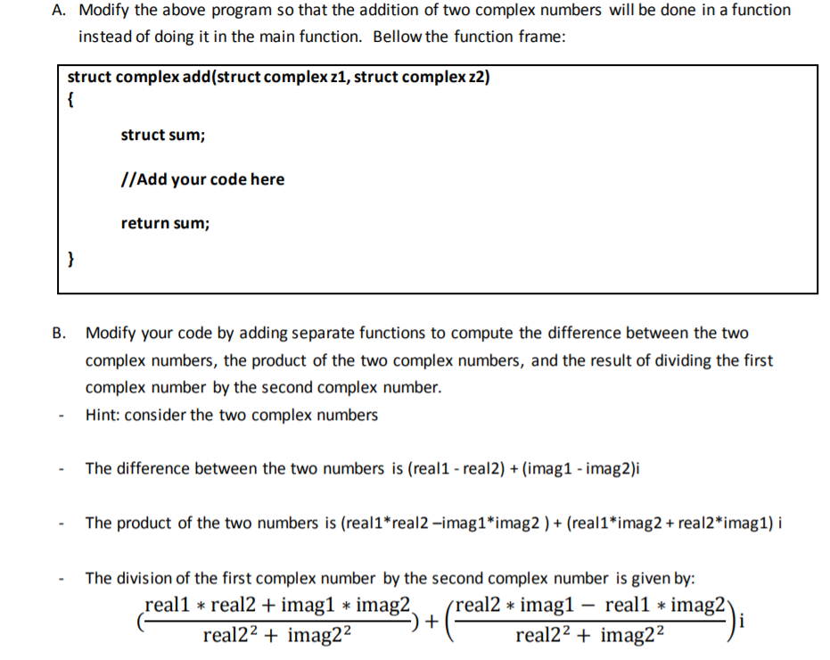Solved A. Modify the above program so that the addition of | Chegg.com