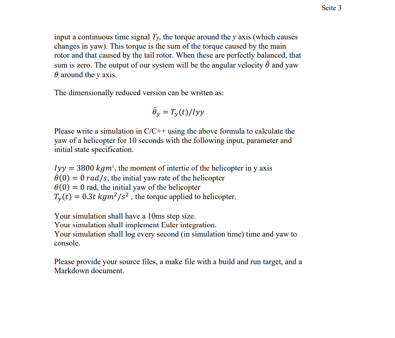 Solved W1269 Simulation Engineering Assignment 1 Motion in | Chegg.com