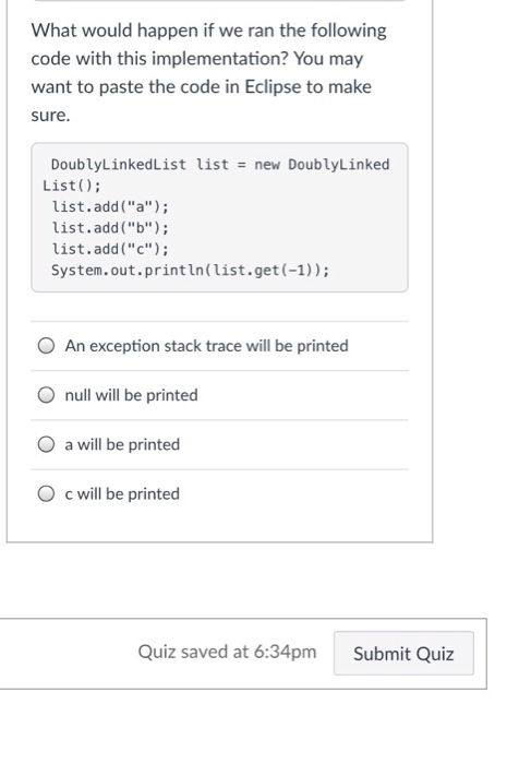 Solved Consider this variation on the DoublyLinkedList | Chegg.com