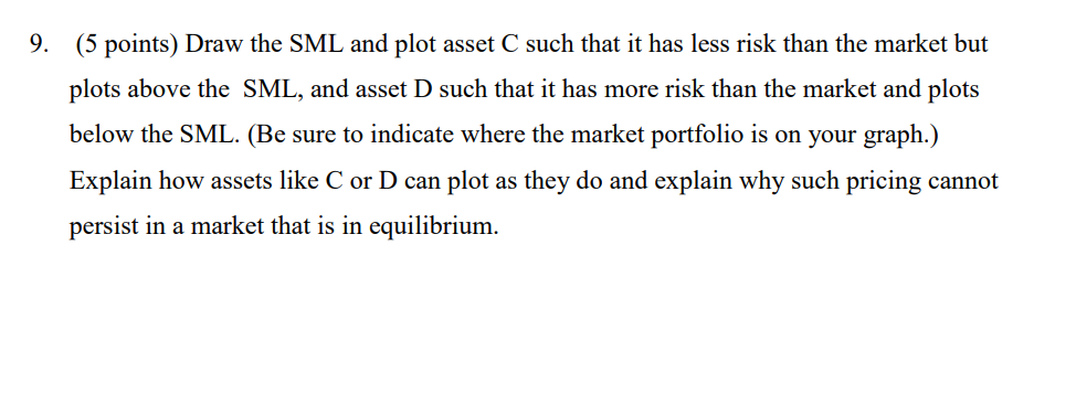 Solved 9. (5 points) Draw the SML and plot asset C such that | Chegg.com