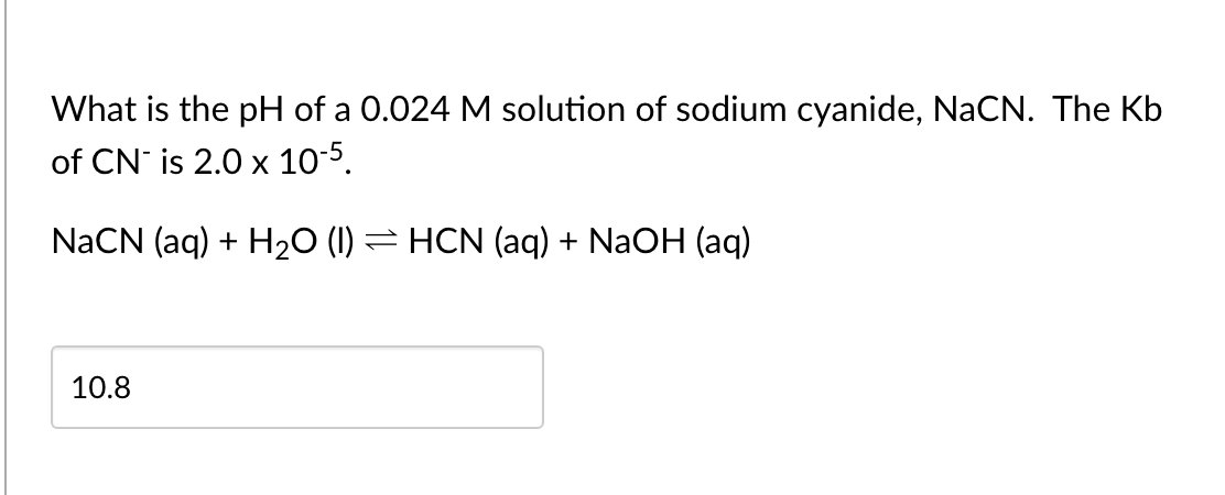 Solved What is the pH of a 0.024 M solution of sodium | Chegg.com