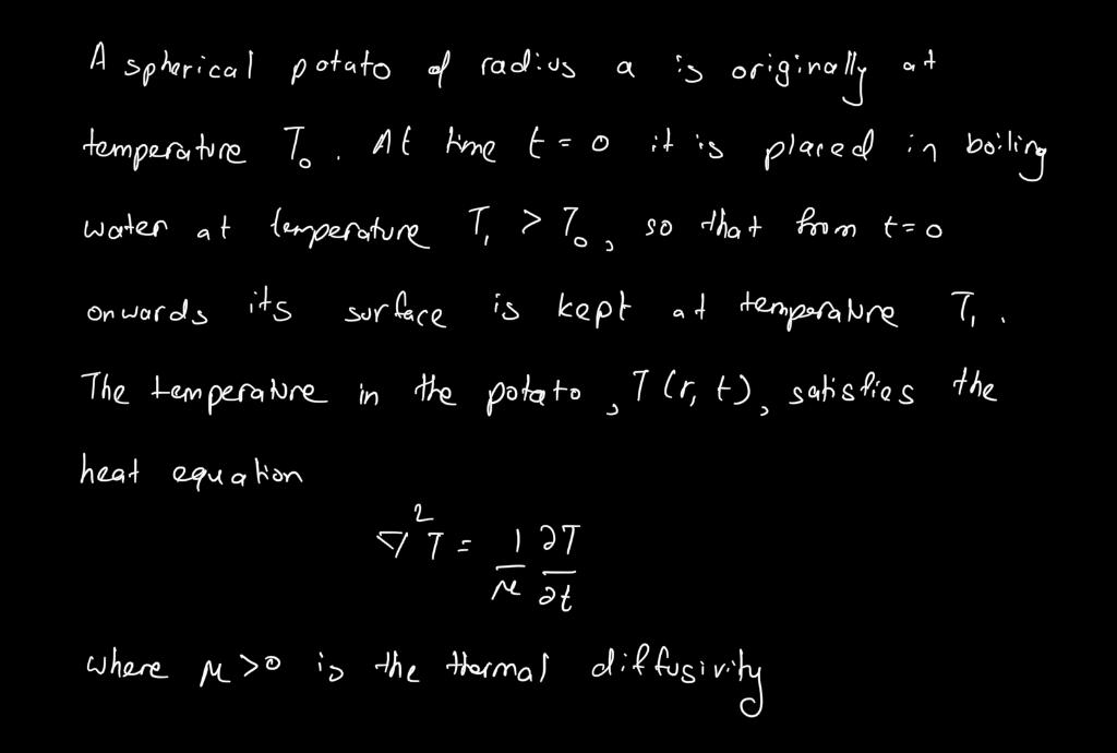 Solved + A spherical potato of radius 's originally | Chegg.com