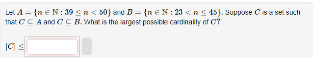 Solved Let A={n∈N:39≤n