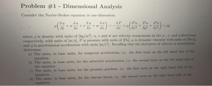 Solved Problem #1-Dimensional Analysis Consider the | Chegg.com