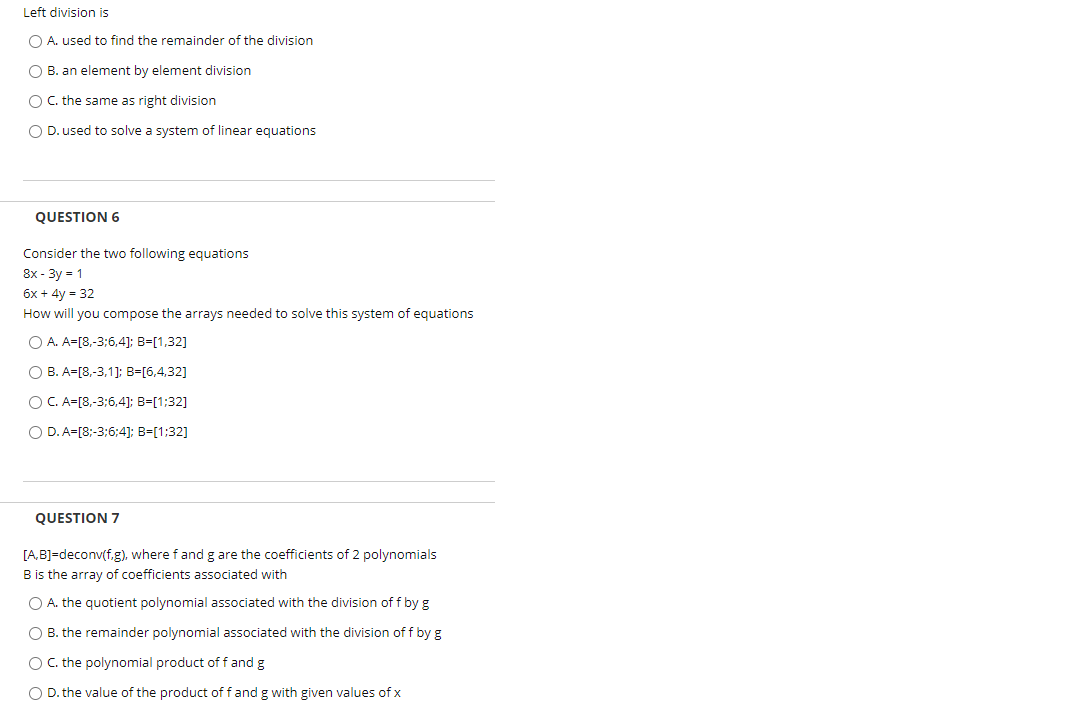 Solved Left division is O A. used to find the remainder of | Chegg.com