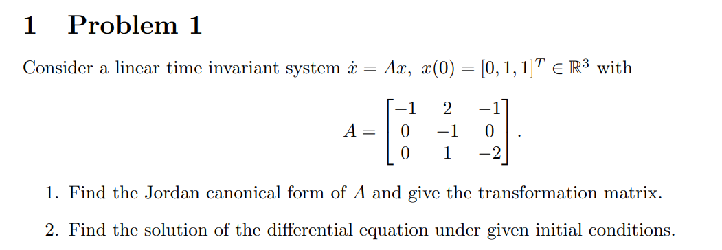 Solved Consider a linear time invariant system | Chegg.com