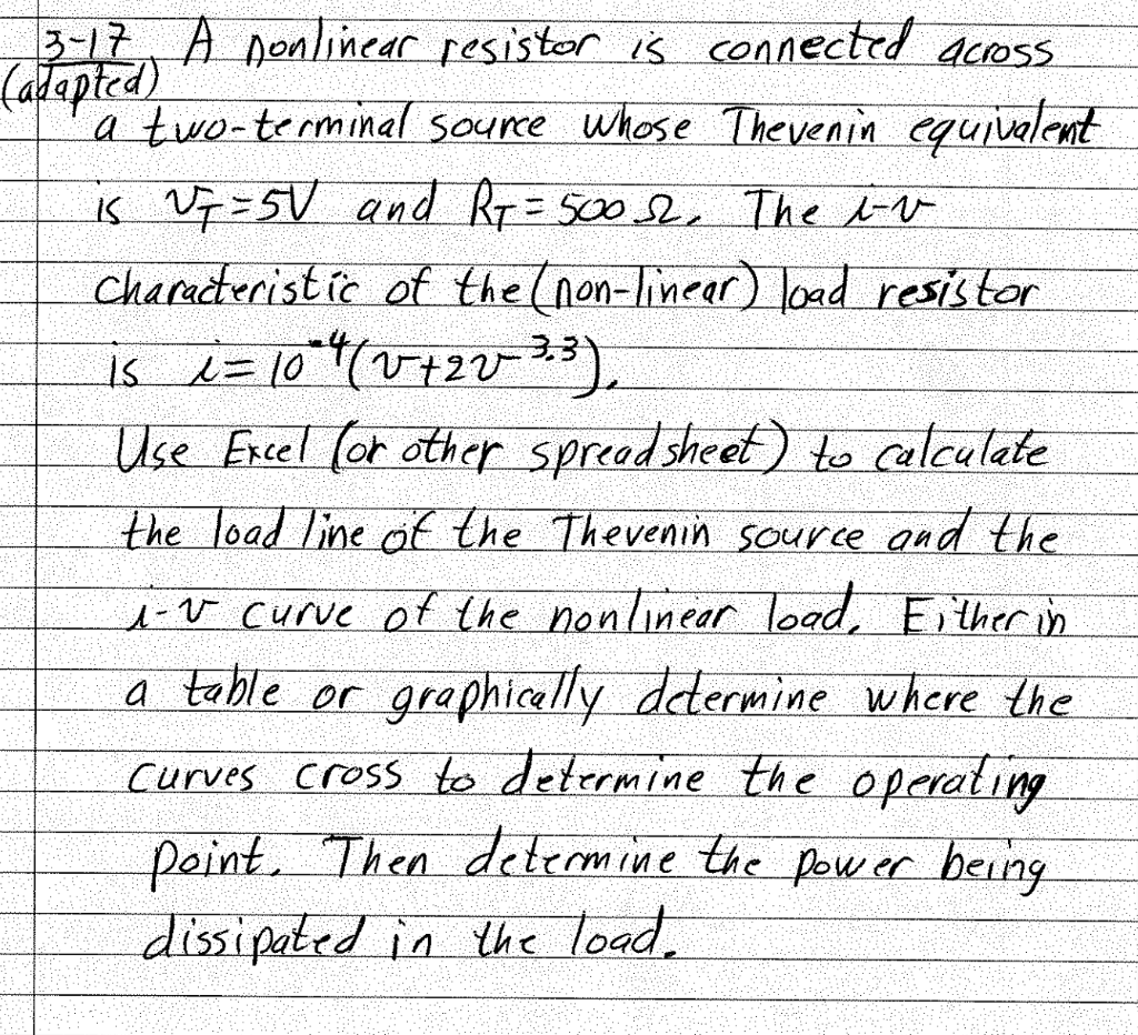 Solved (adapted) 3-17, A nonlinear resistor is connected | Chegg.com