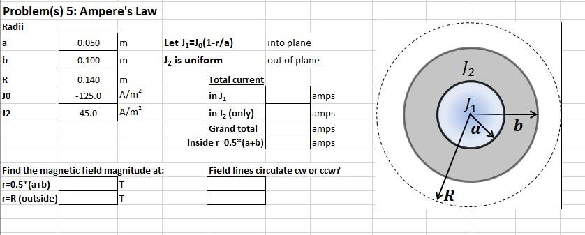 Solved Problem(s) 5: Ampere's Law Radii 0.050 b 0.100 m а m | Chegg.com Solved Problem(s) 5: Ampere's Law Radii 0.050 b 0.100 m а m | Chegg.com