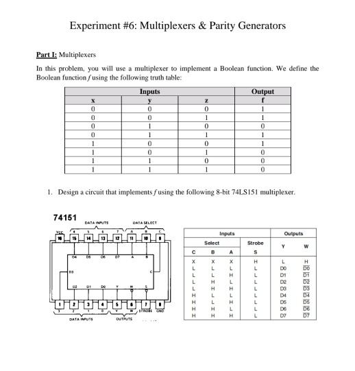 Solved Experiment #6: Multiplexers & Party Generators Part | Chegg.com