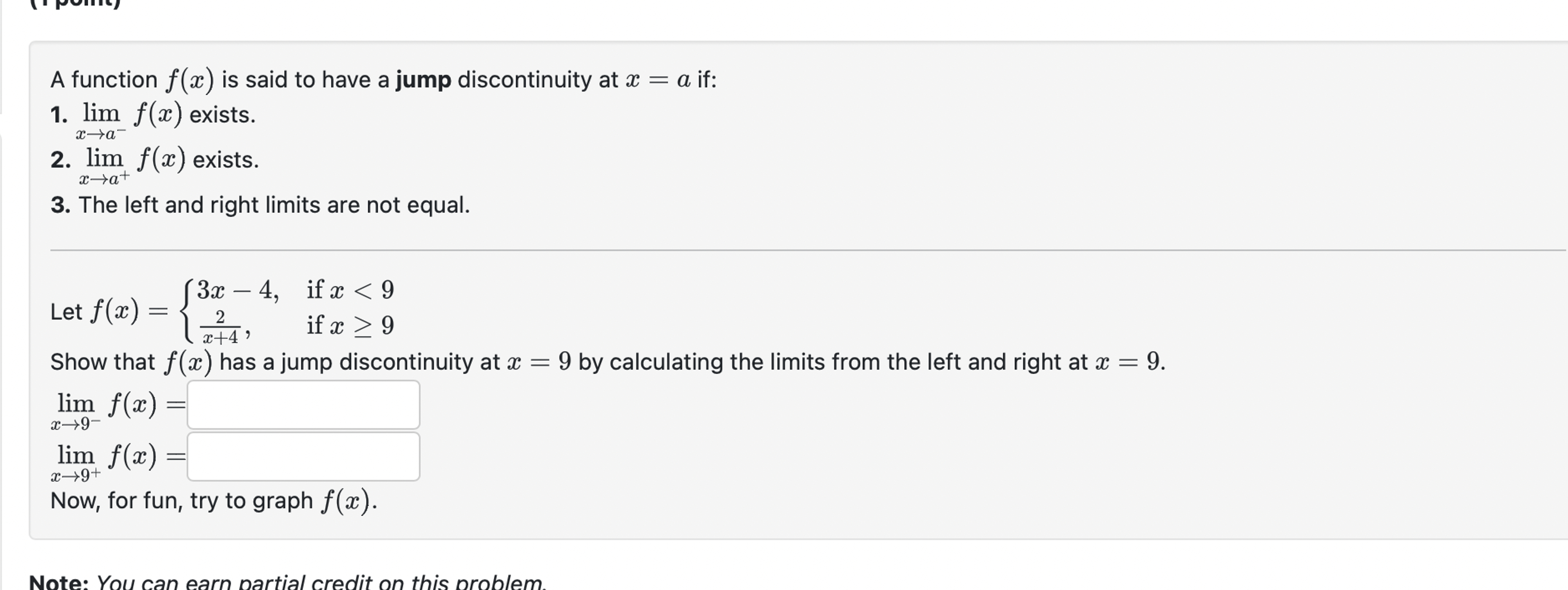 Solved A function f(x) ﻿is said to have a jump discontinuity | Chegg.com