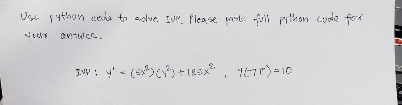 Solved Use python code to solve IUP. Please paste full | Chegg.com