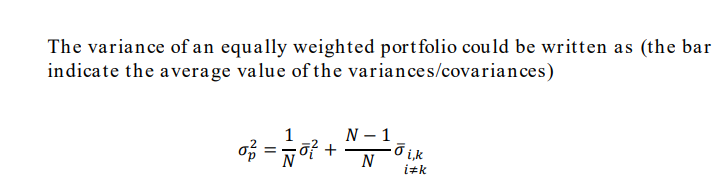 Solved The variance of an equally weighted portfolio could | Chegg.com