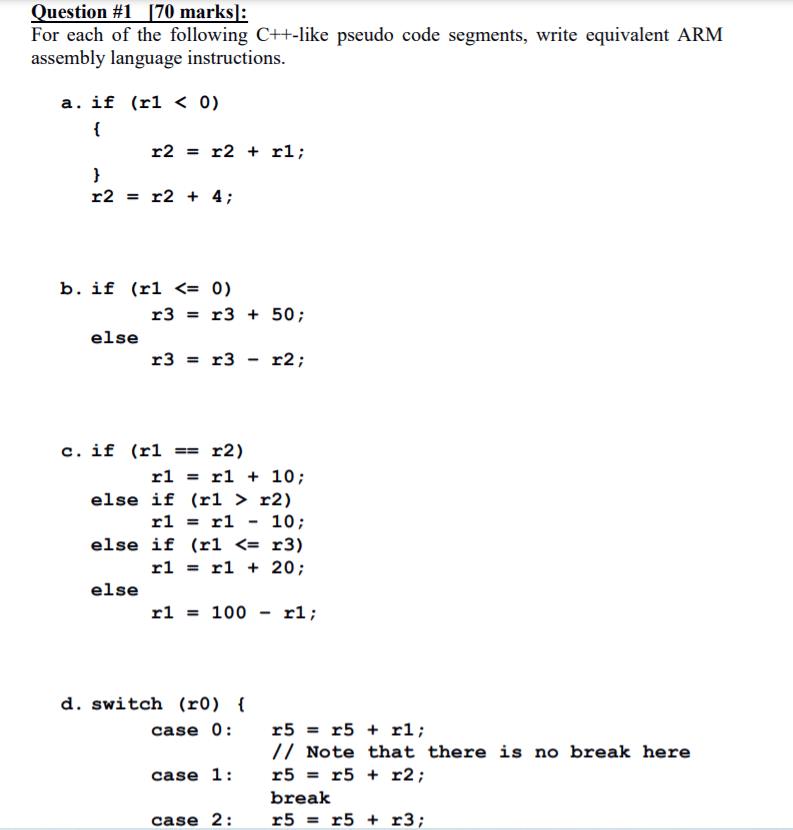 Solved Question #1 170 marks: For each of the following | Chegg.com