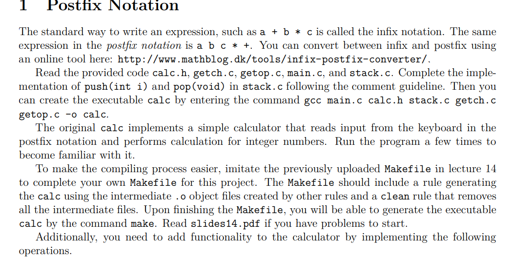 Solved Postfix Notation The standard way to write an | Chegg.com