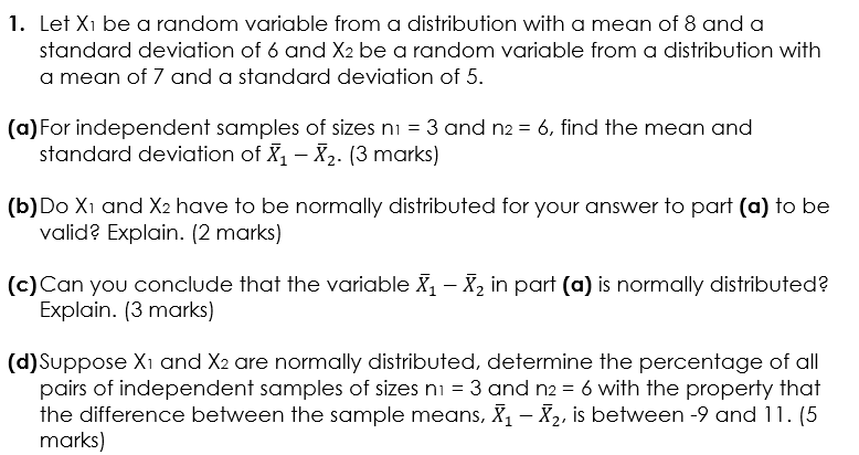 Solved 1. Let X1 be a random variable from a distribution | Chegg.com