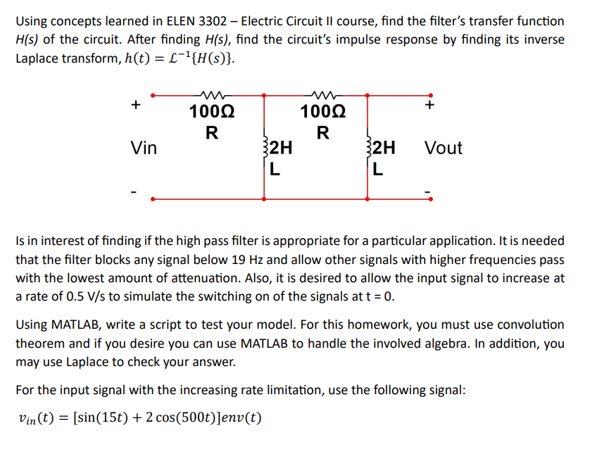 Solved Using concepts learned in ELEN 3302 - Electric | Chegg.com